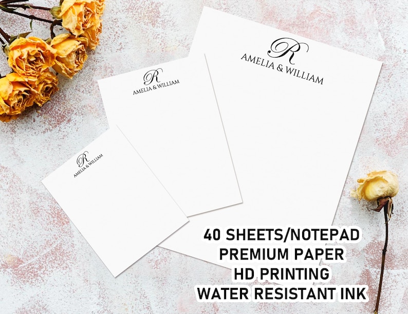 Personalized Monogram Wedding Notepad – Custom Notepad 1st Anniversary ...