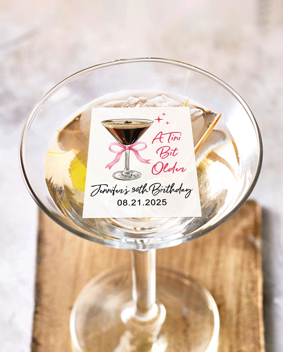 A Tini Bit Older EDIBLE Cocktail Toppers/birthday Party Favors/birthday ...