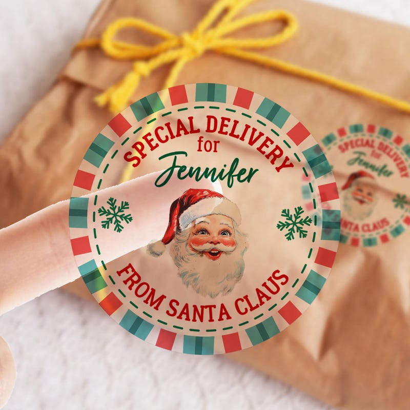 Santa Stickers - Etsy