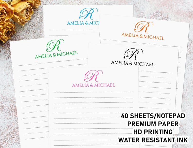 Personalized Monogram Wedding Notepad – Custom Notepad 1st Anniversary ...