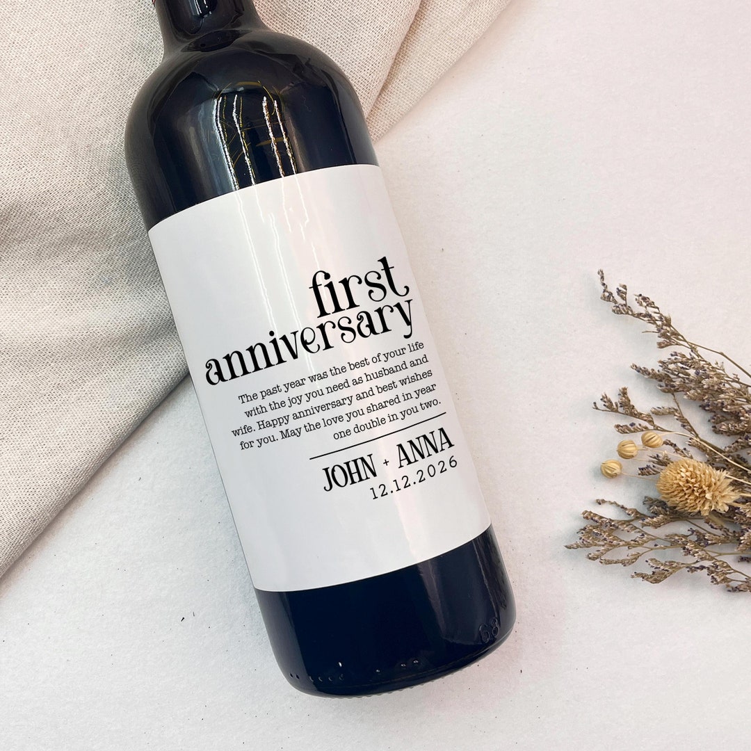 Wedding Milestone Wine Labels/first Anniversary Wine Label/wedding Gift ...