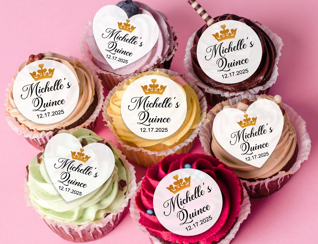 Custom Edible Cupcake Toppers Quinceañera XV Design/personalized Wafer ...