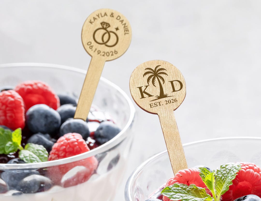 Custom Wooden Food Pick Sticks for Wedding/wedding Monogram Cupcake ...