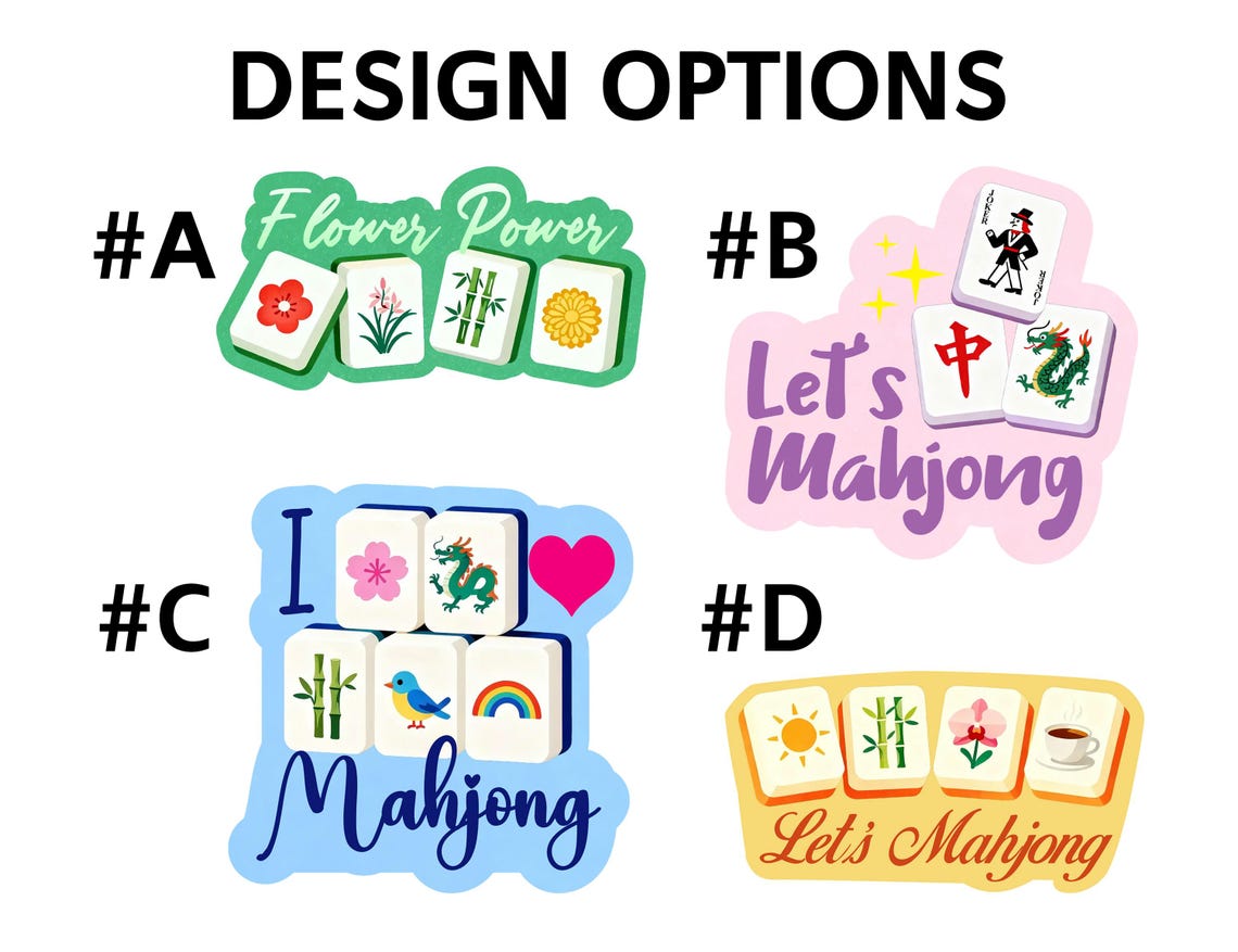 Custom Mahjong Theme Stickers, Mahjong Tile Flower Tags, Mahjong Theme ...