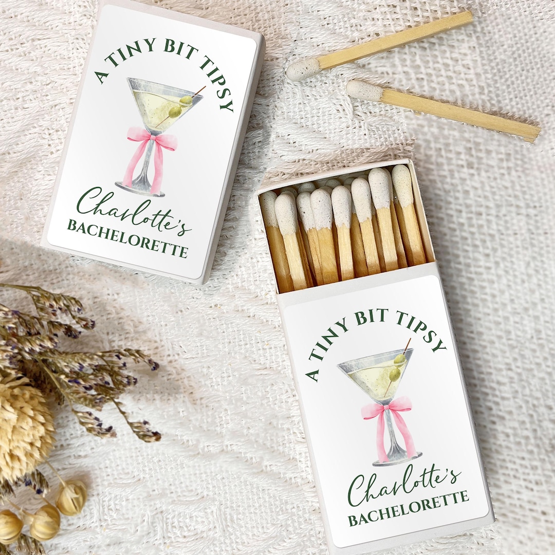 A Tiny Bit Tipsy, Personalized Bachelorette Party Matchbox Gifts ...