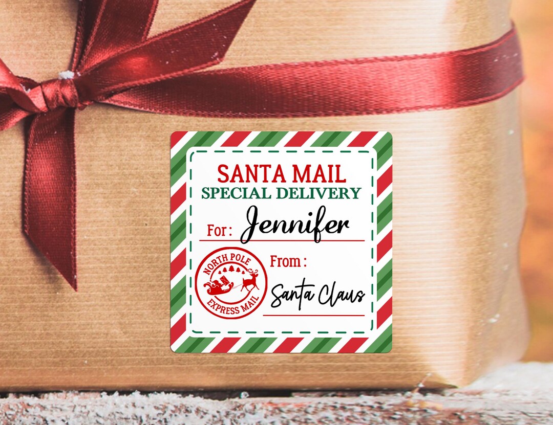 Santa Claus Delivery Gift Tag Stickers Personalized Christmas Stickers ...