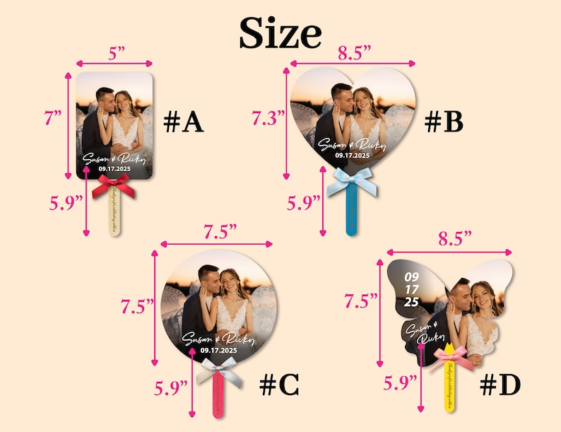 FULL-ASSEMBLED Wedding Ceremony Photo Fans With Wooden Handles Custom ...