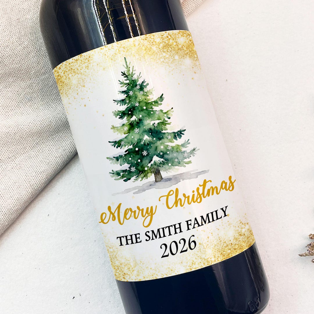 Christmas Tree Wine Label/merry Christmas Wine Label/personalized ...