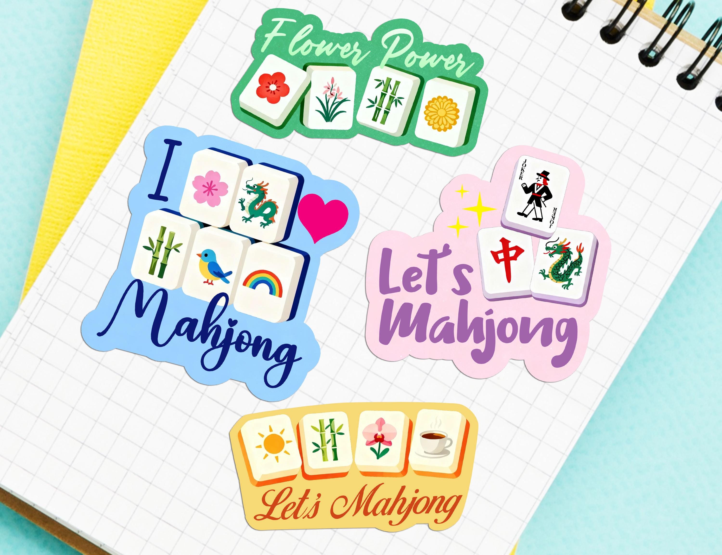 Custom Mahjong Theme Stickers, Mahjong Tile Flower Tags, Mahjong Theme ...