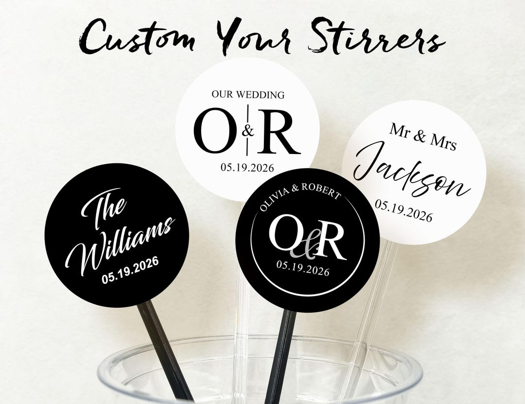 Personalized Wedding Stir Sticks Custom Monogram Drink Stirrers Wedding ...