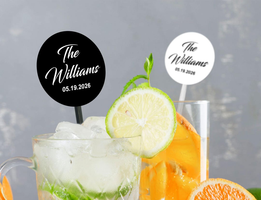 Custom Acrylic Cocktail Stirrer, Personalized Drink Stirrer for Wedding ...
