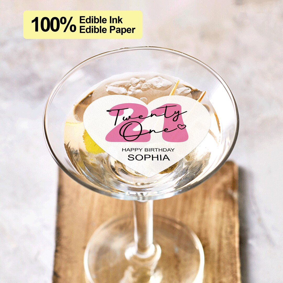 Custom EDIBLE Birthday Drink Toppers, Custom Cocktail Topper Favors ...