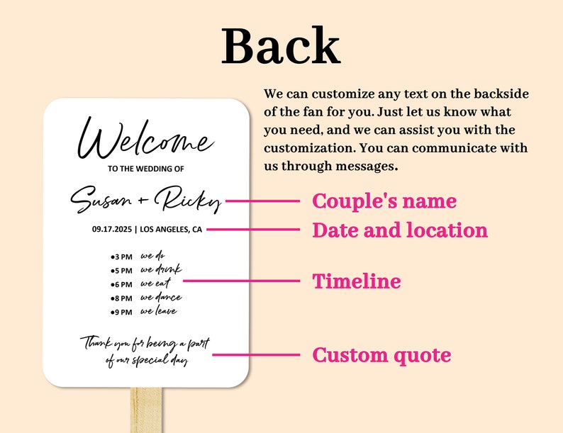 Wedding Timeline Photo Program Fans With Bowtie Assembled Beach Wedding ...