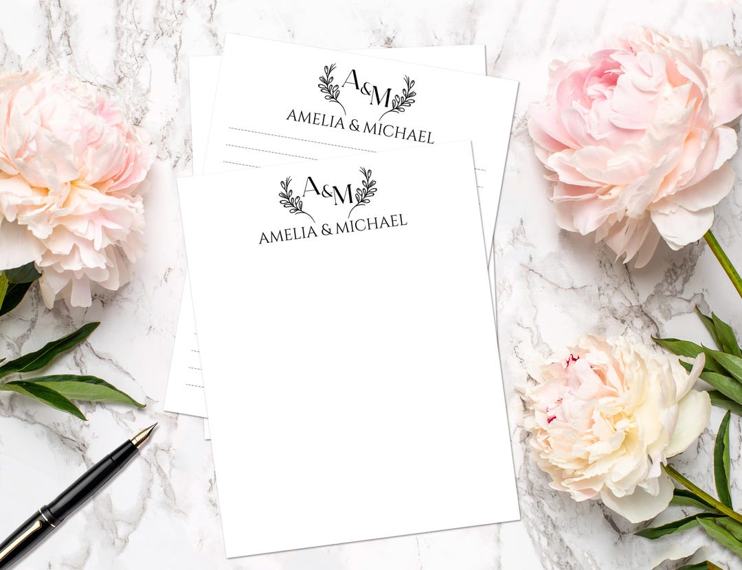 Personalized Wedding Notepad With Name and Initials/custom Monogram ...