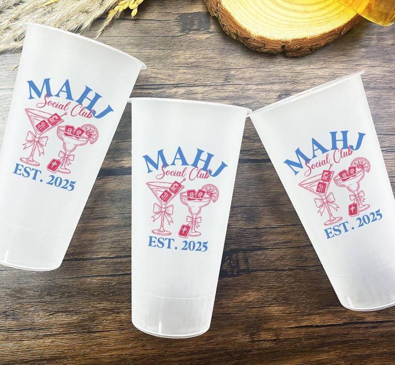 MAHJ Social Club Frosted Cup, Personalized Mahjong Social Frosted Cup ...
