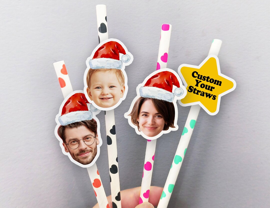Christmas Party Decorations, Christmas Straws, Custom Face Straws ...