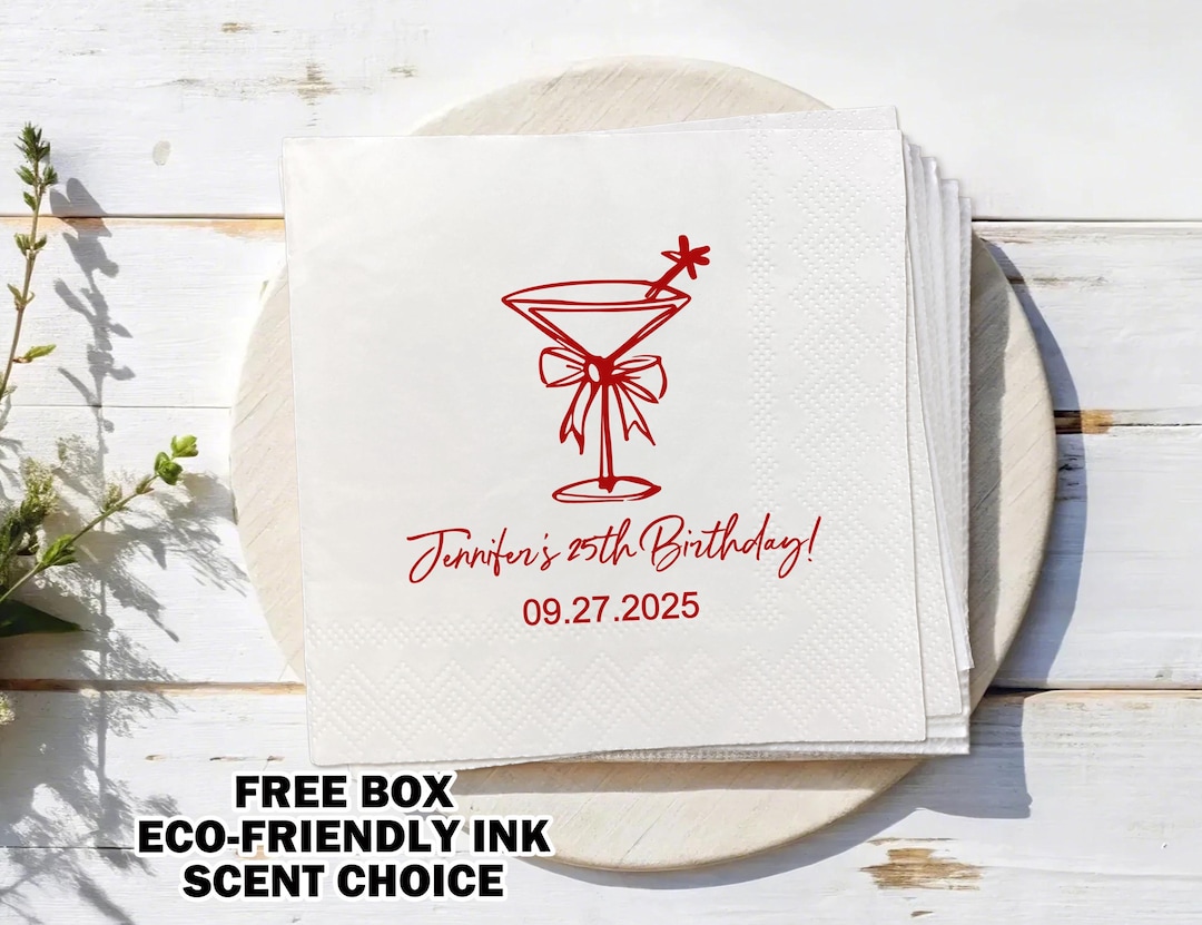 Custom Birthday Cocktail Napkins, Personalized Birthday Napkin, Party ...