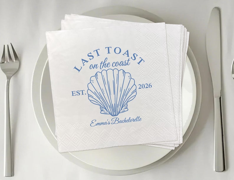 Last Toast on the Coast Bachelorette Cocktail Napkins/custom ...