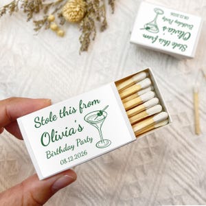Personalized Martini Birthday Match Boxes, Stole This From, Custom ...