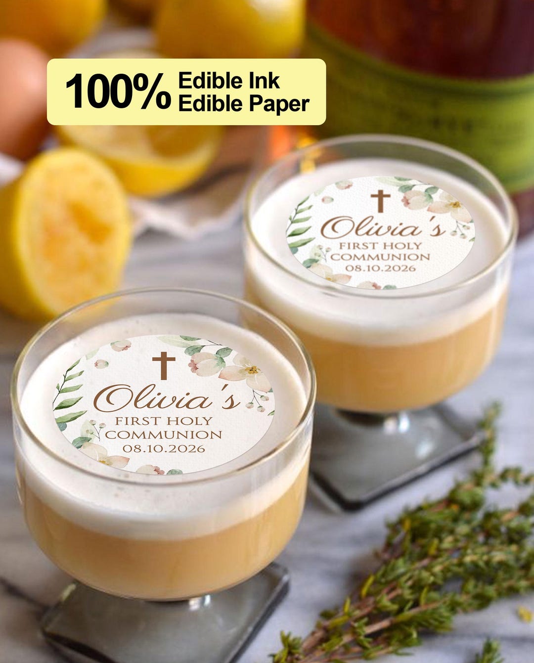 First Holy Communion Edible Drink Toppers/mi Bautizo Cocktail Garnishes ...