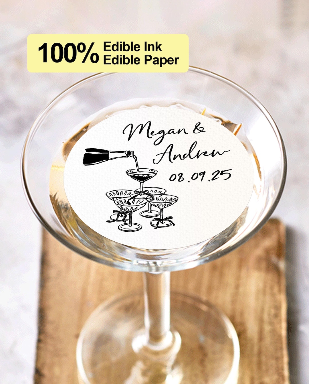 Custom Champagne Tower Cocktail Toppers | Edible Cupcake Topper ...