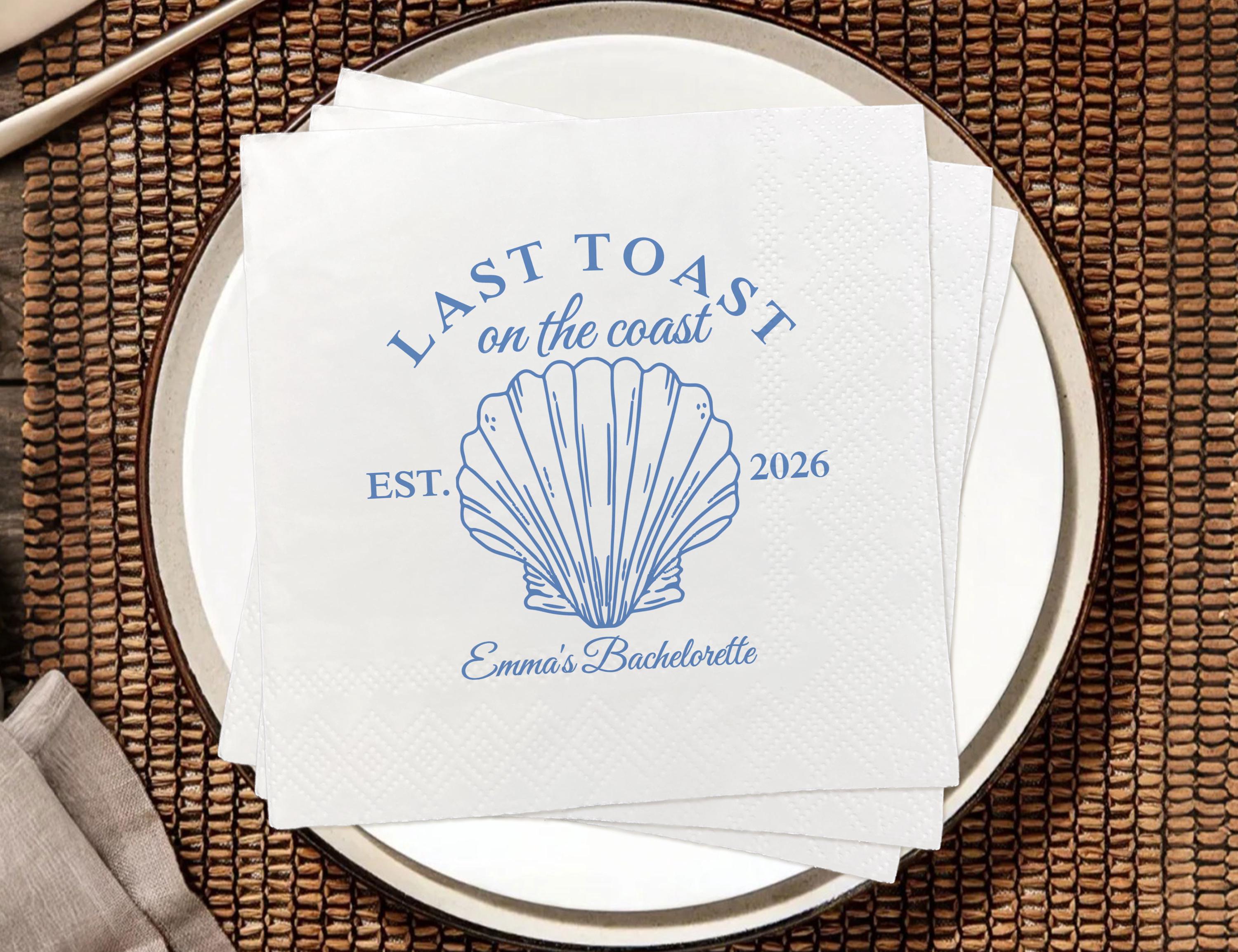 Last Toast on the Coast Bachelorette Cocktail Napkins/custom ...