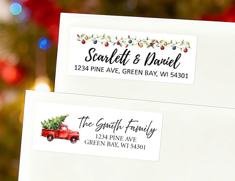 Custom Christmas Address Labels/holiday Return Address Stickers/custom ...