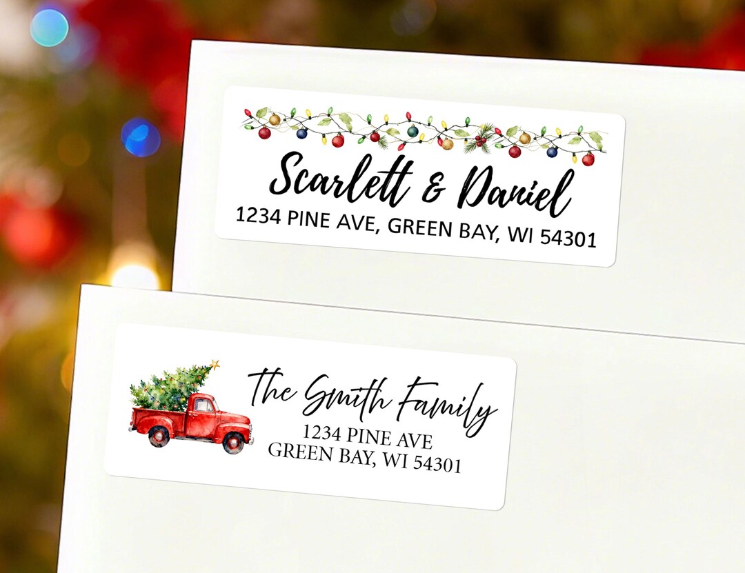 Christmas Address Label, Holiday Address Label, Holiday Mailing Return ...
