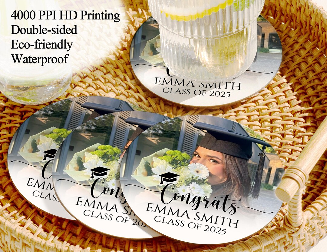 Personalized Graduation Cocktail Coasters With Photo/photo 2025 Grad ...