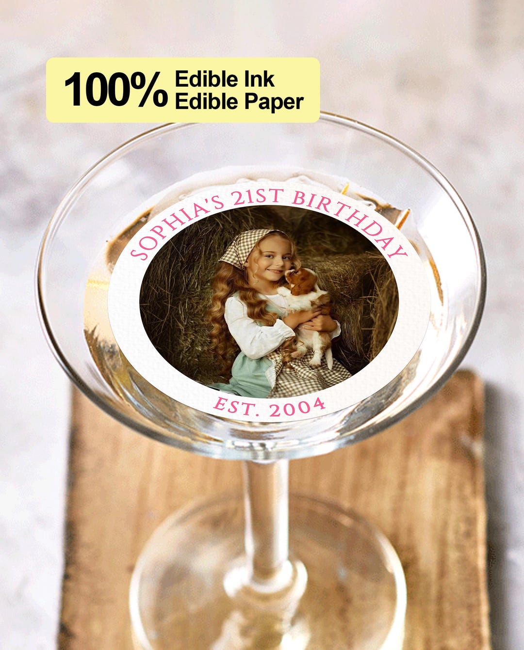 21st Martini Birthday Edible Cocktail Toppers/custom Photo 21st Drinks ...