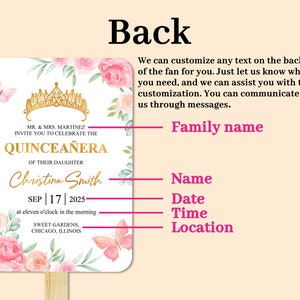 FULL-ASSEMBLED Quinceañera Favor Double-sided Photo Fans With Wooden ...