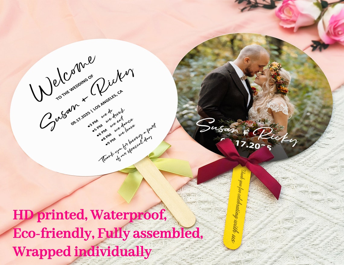 Wedding Timeline Photo Program Fans With Bowtie Assembled Beach Wedding ...