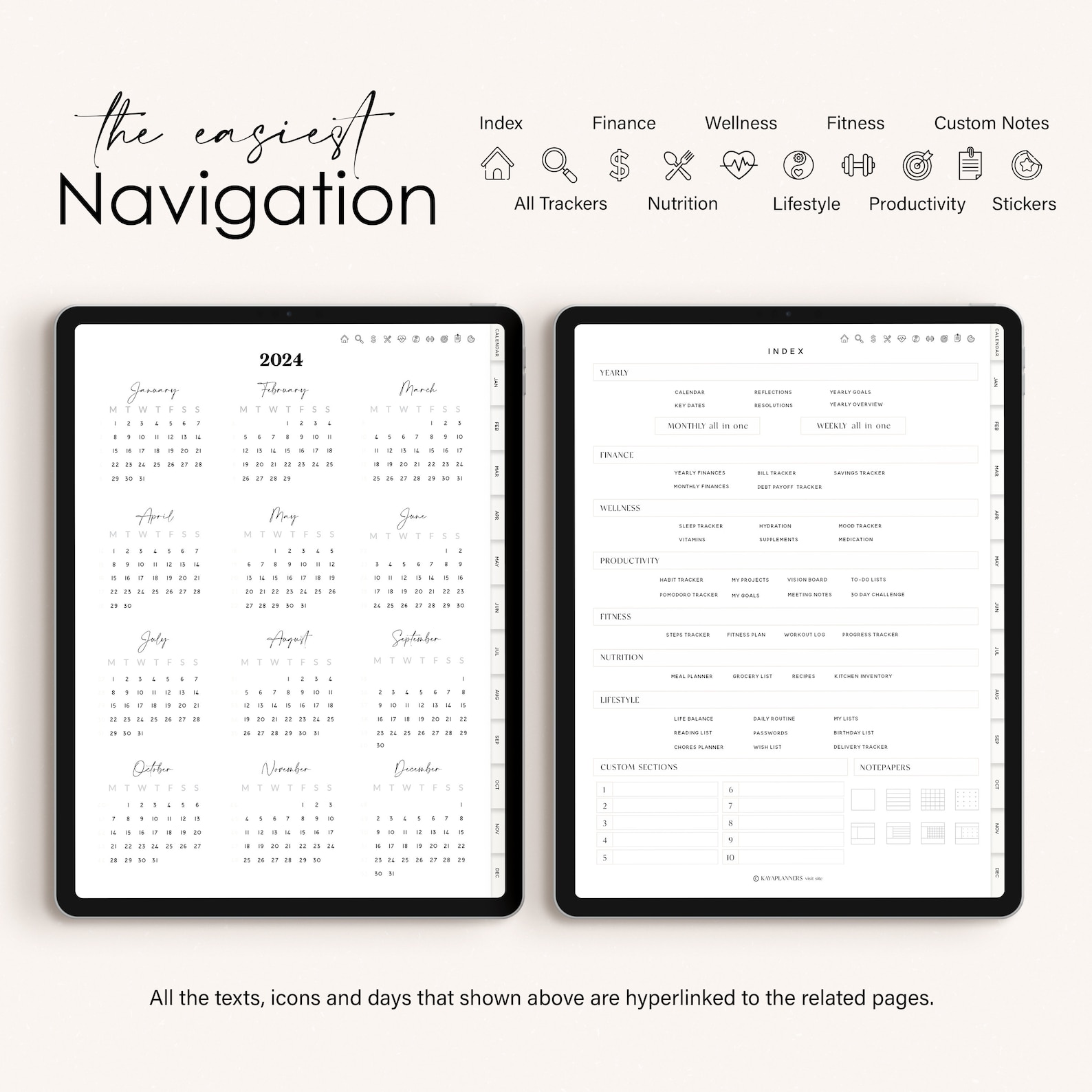 Digital Planner 2024, 2025, Minimalist Digital Planner, iPad Planner ...