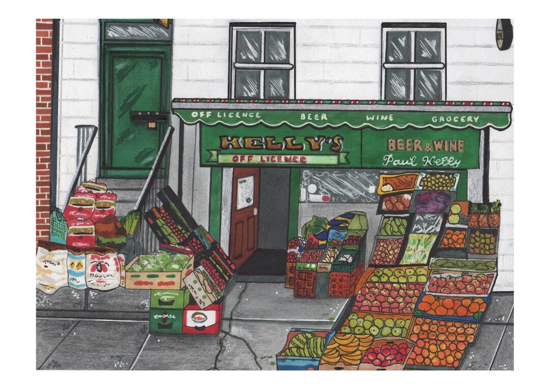 Kelly’s Grocery Shop, Chapelizod, Dublin 20 A4 Print Ireland Art Old ...