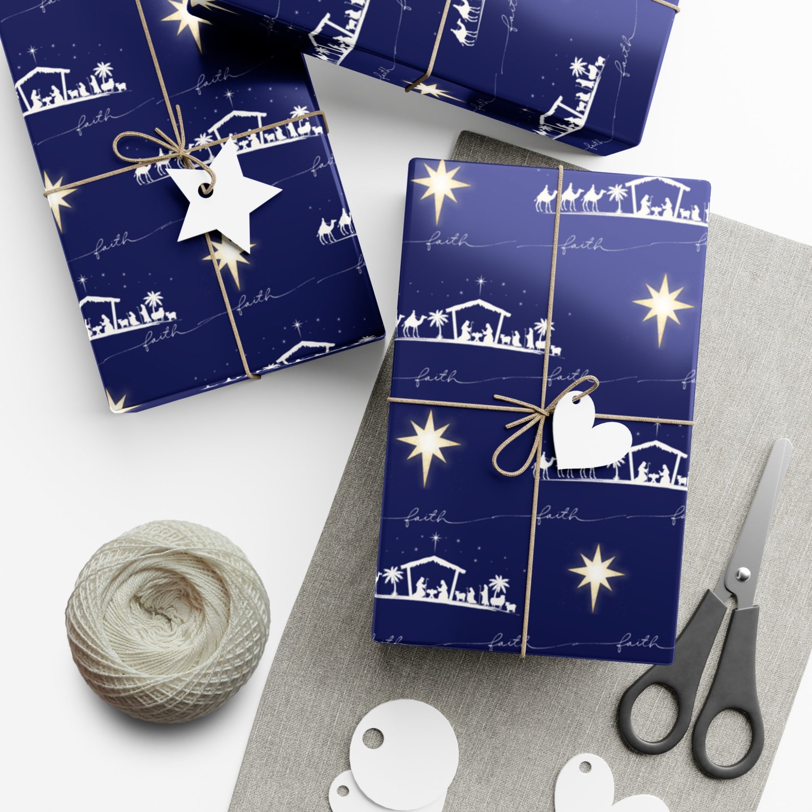 Jesus Birth Christmas Wrapping Paper Holy Seasonal Holiday Wrap ...