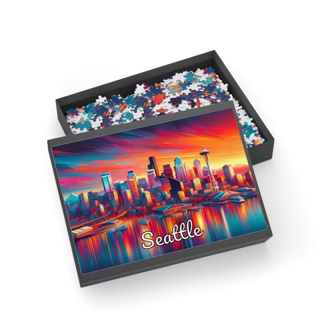 Seattle Sunset Skyline Puzzle 96, 252, 500, 1000-piece - Etsy