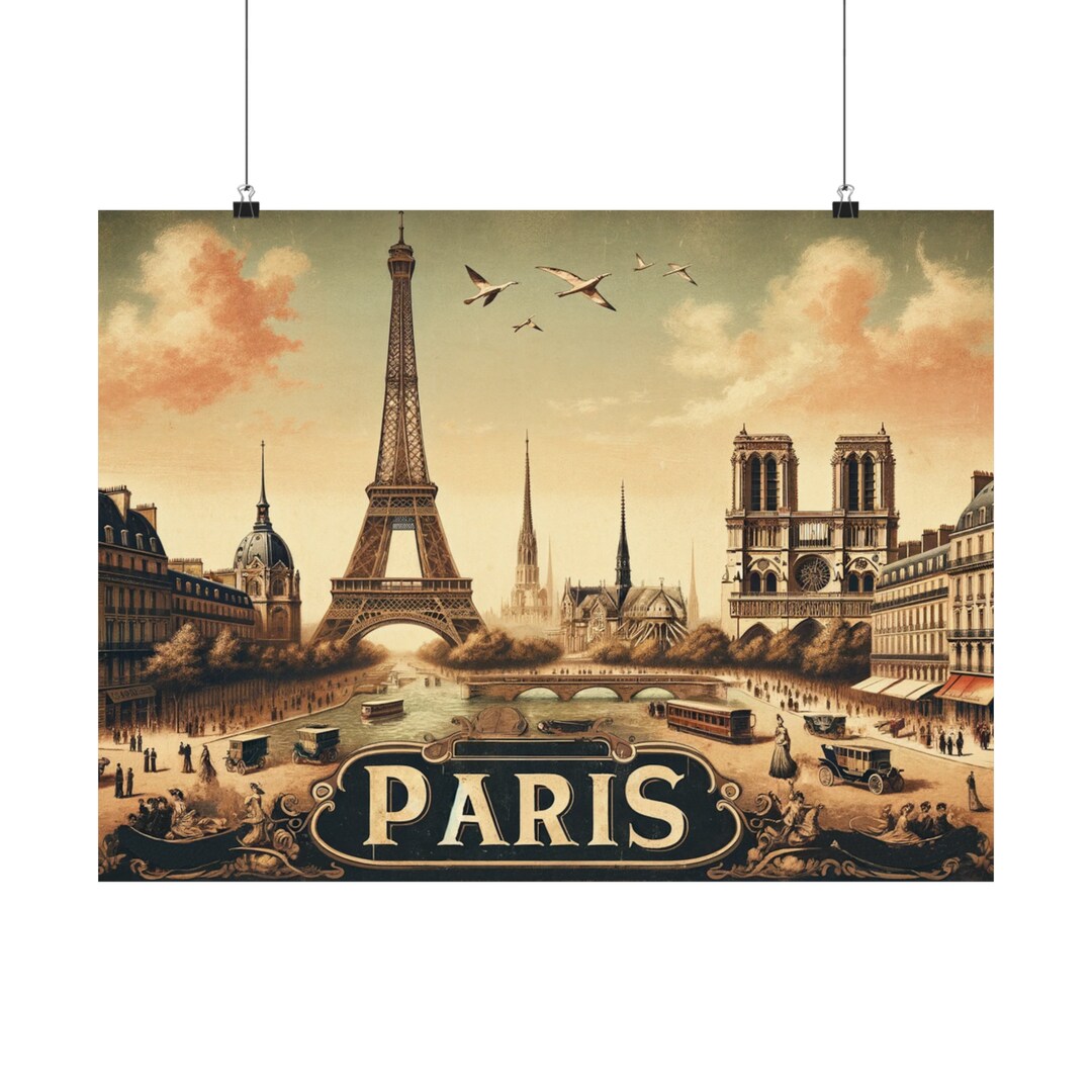 Vintage Paris Landmarks Postcard Matte Poster Collection - Etsy