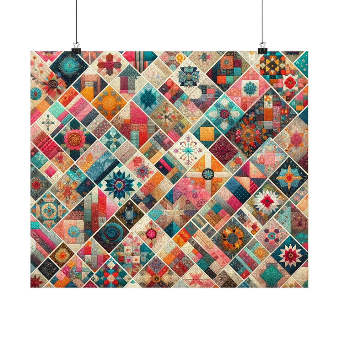 Patchwork Panorama: A Quilt of Colors Matte Poster - Etsy