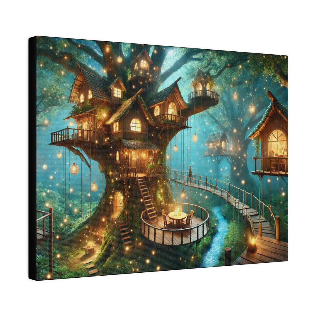 Enchanted Heights: Magical Treehouse Matte Canvas - Etsy