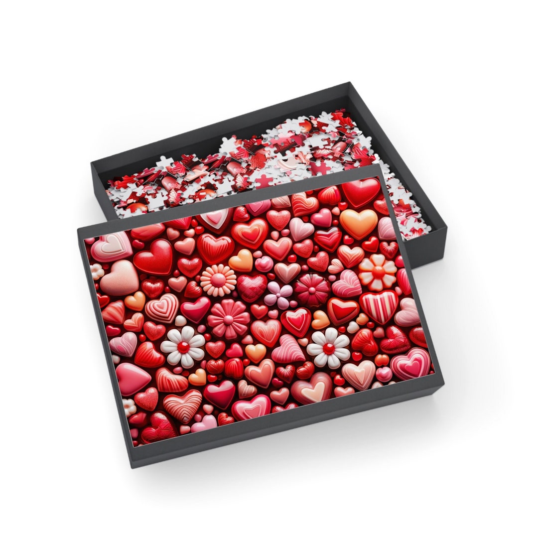 Valentine's Sweets: Candied Hearts and Flowers 1000-piece Puzzle - Etsy