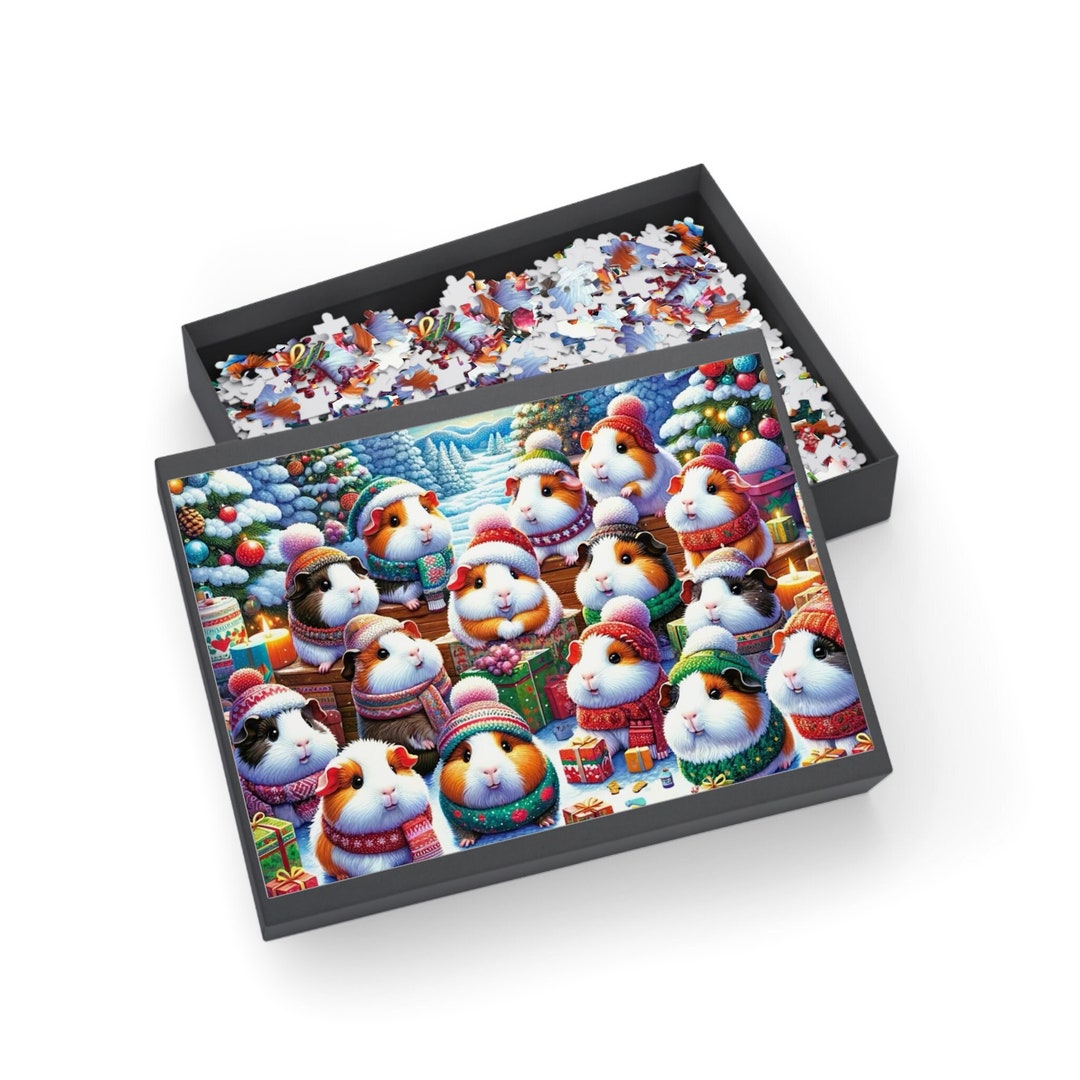 Guinea Pigs' Winter Wonderland: 1000-piece Colorful Puzzle - Etsy