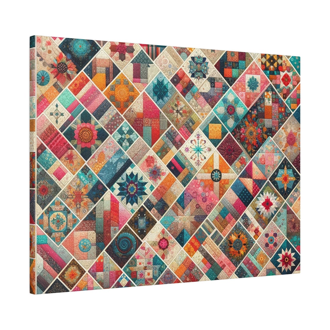 Patchwork Panorama: A Quilt of Colors Matte Canvas - Etsy