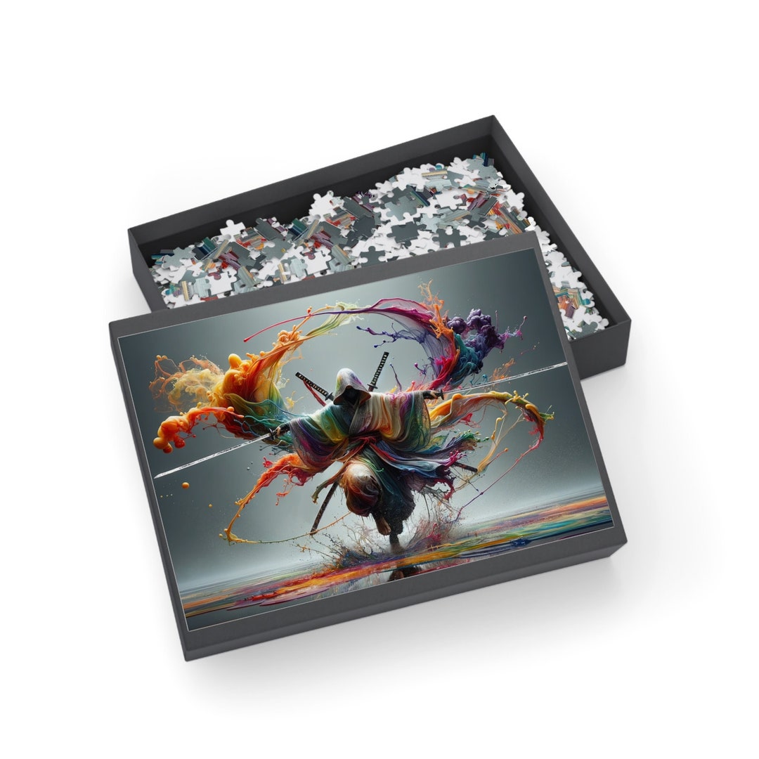 Ninja's Dance Colorful Splash Art Puzzle Collection - Etsy