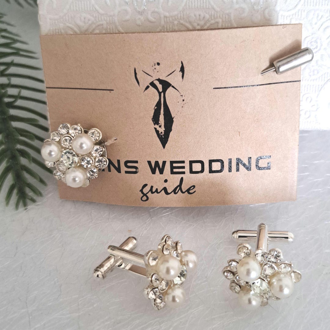 Lapel Pin, Silver, Men Buttonhole, Pearl Rhinestone Brooch Pin ...