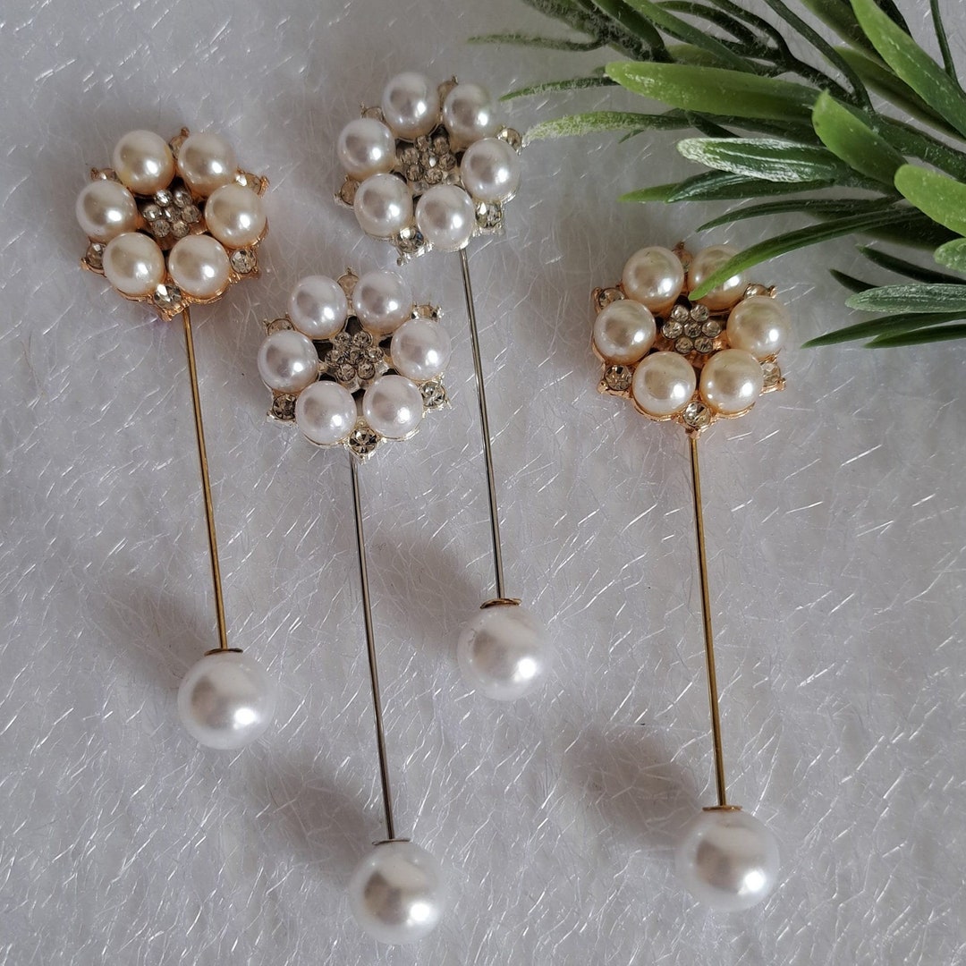 Pearl Rhinestone Lapel Pin: Groomsmen Wedding Brooch, Handmade in EU - Etsy