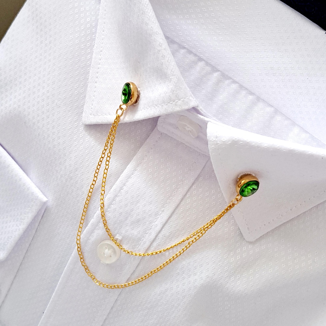Green Collar Chain Pin: Personalized Lapel Brooch, Groomsmen Gift - Etsy