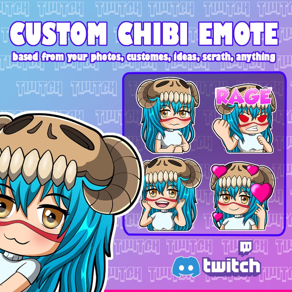 Custom Emotes Graphic for Streams Twitch Emotes Custom Emotes Chibi ...