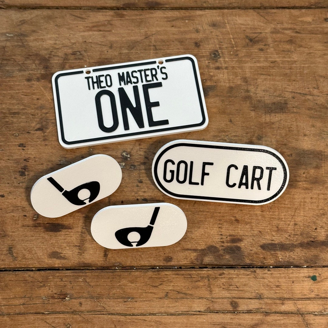 Golf Car Theme Side Badges, Front Badge, and License Plates Compatible ...