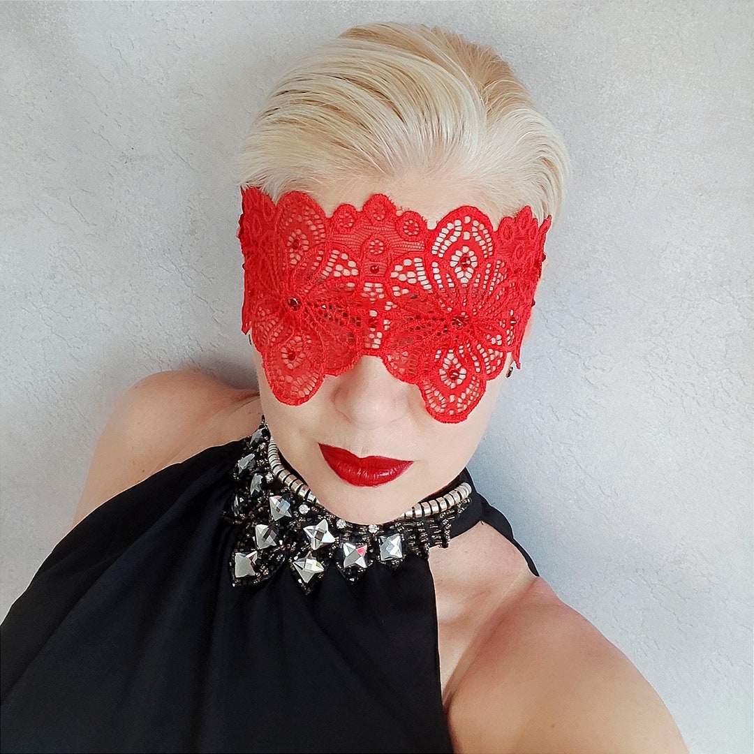 Red Lace Masquerade Mask See Through Mask Burlesque Mask - Etsy