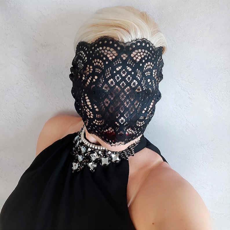 Black Lace Veil Mask Masquerade Ball Mask Full Face Mask - Etsy